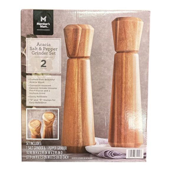 Member's Mark | Kitchen | Members Mark Acacia Salt And Pepper Mill Set ...